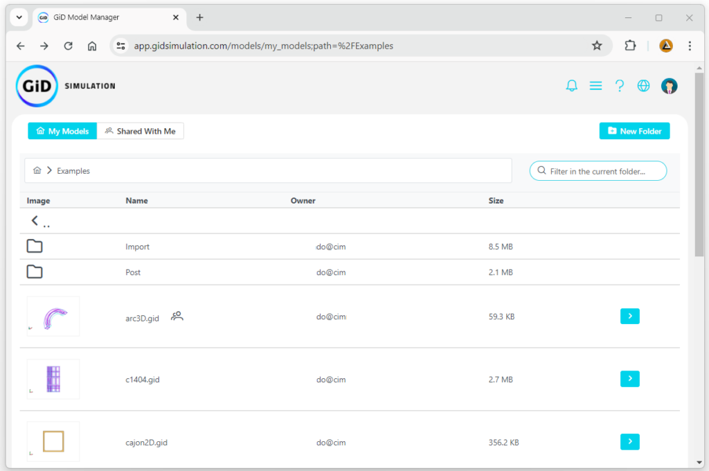 Model manager - GiD SIMULATION